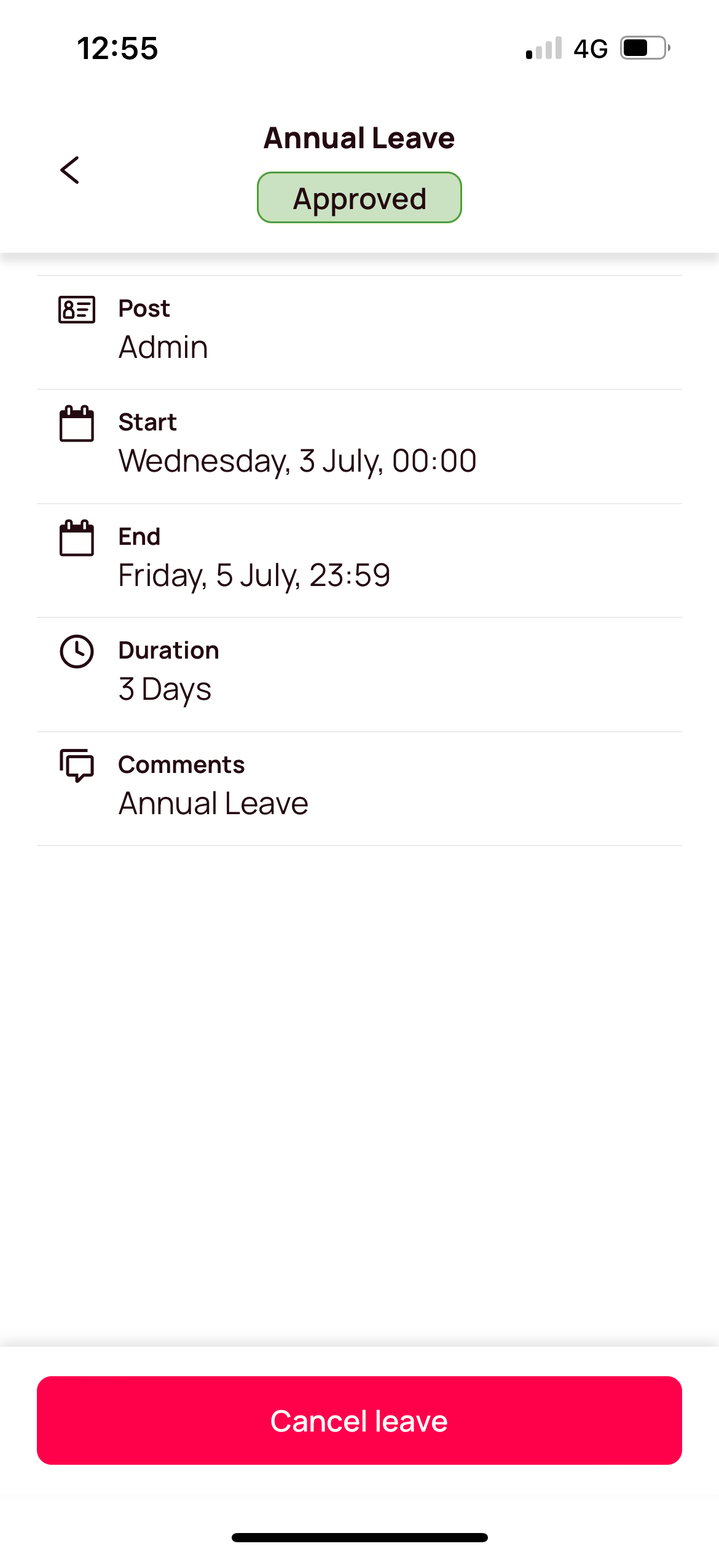 Managing Leave on the Staff Hub App