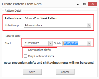 Creating a Shift Pattern from an existing Live Rota