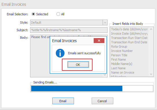 Creating, Emailing and Exporting Invoices using RotaMaster