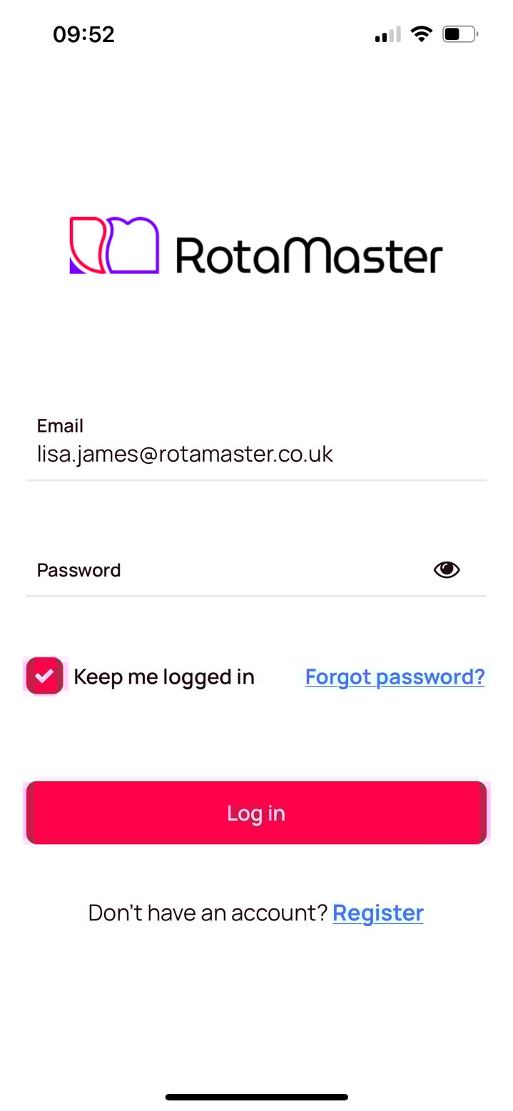 Logging in to the Staff Hub App