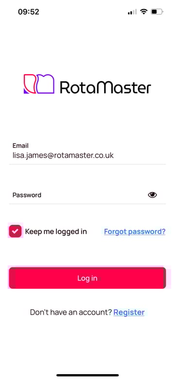 Logging in to the Staff Hub App