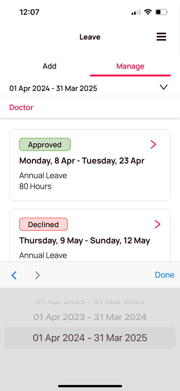 Managing Leave on the Staff Hub App