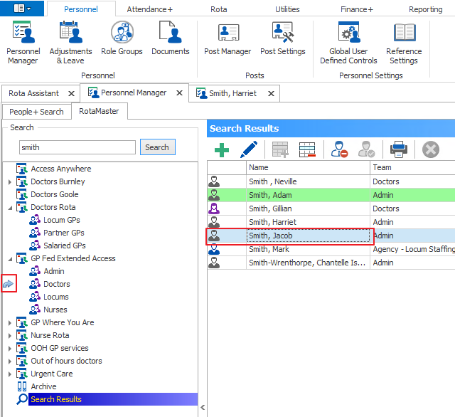 Moving a Staff Member into a new Rota Group/Team