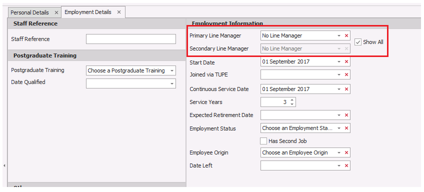 Assigning Primary And Secondary Line Managers
