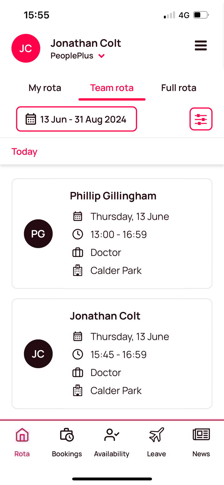 Viewing your Rota in the Staff Hub App