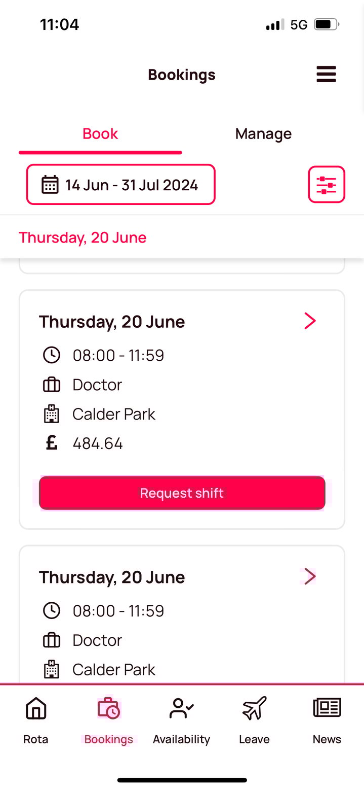 Booking Shifts on the Staff Hub App (Approved)