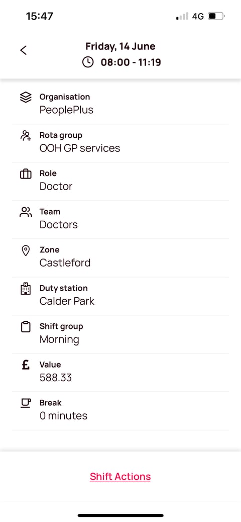 Viewing your Rota in the Staff Hub App