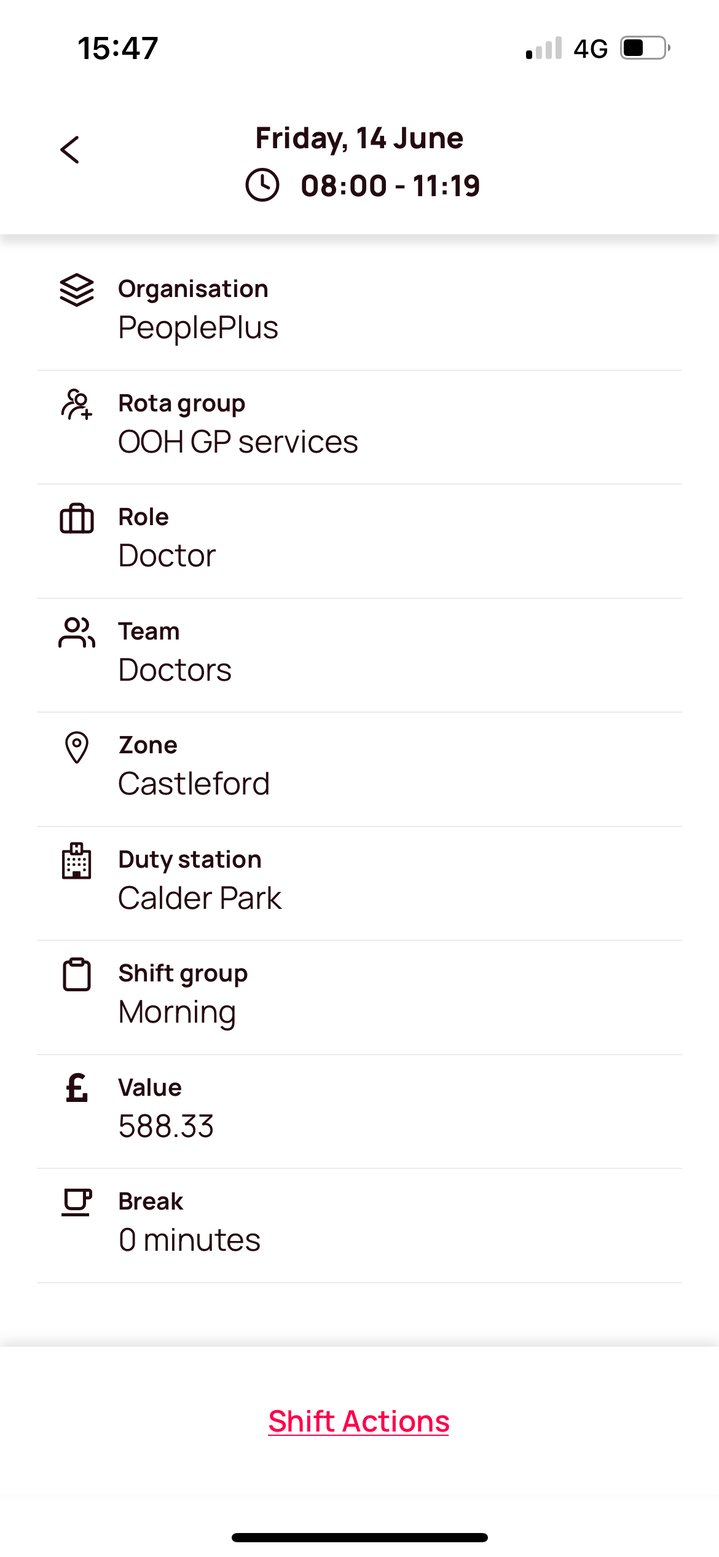 Viewing your Rota in the Staff Hub App