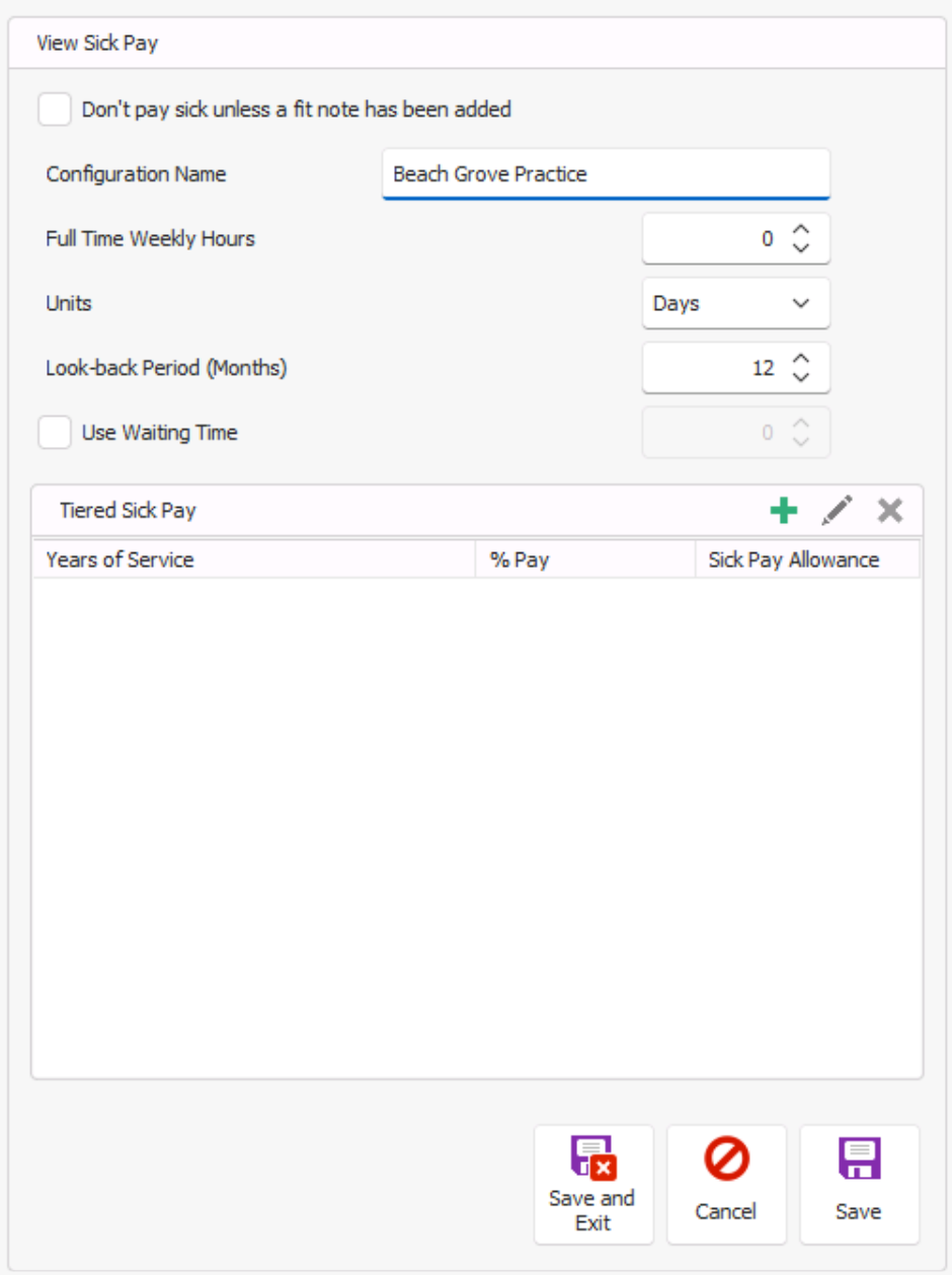 Sick Pay Configuration