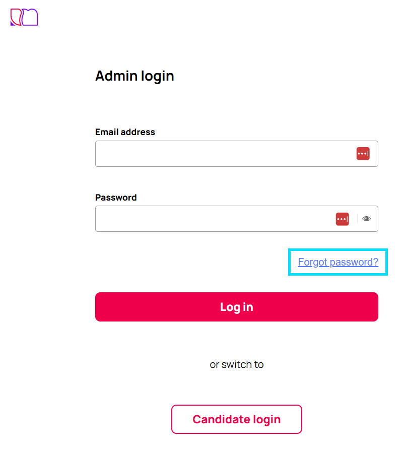 Admin Onboarding - Logging in