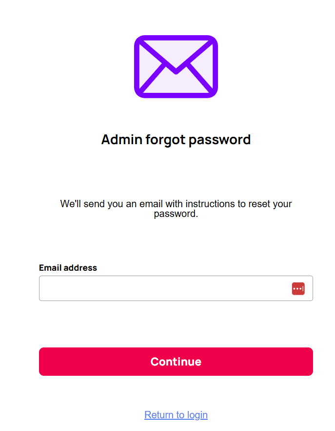 Admin Onboarding - Logging in