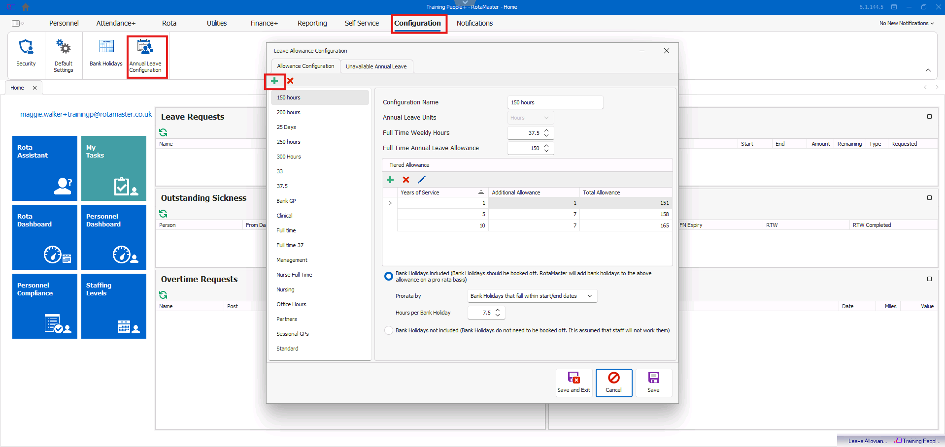 Creating an Annual Leave Configuration