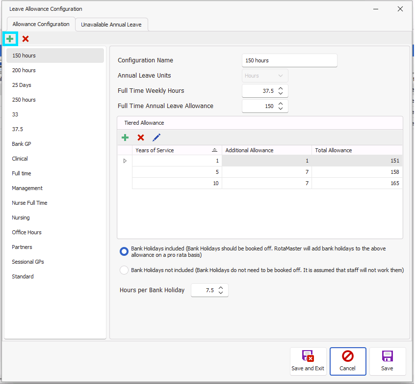 Creating an Annual Leave Configuration