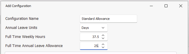 Creating an Annual Leave Configuration