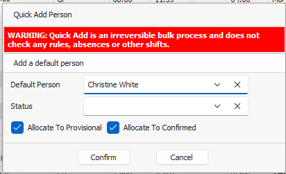 Quick Add, Edit and Remove - Shift Pattern Manager