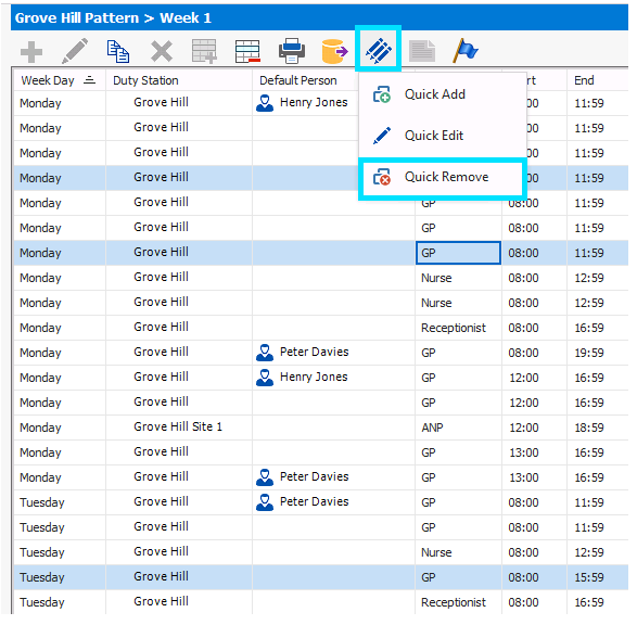 Quick Add, Edit and Remove - Shift Pattern Manager