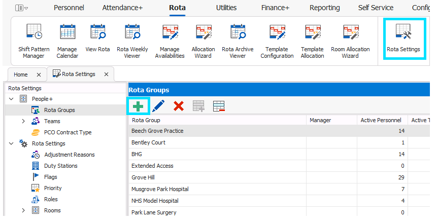 Adding, Deleting and Hiding Rota Groups
