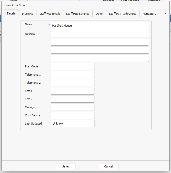 Adding, Deleting and Hiding Rota Groups