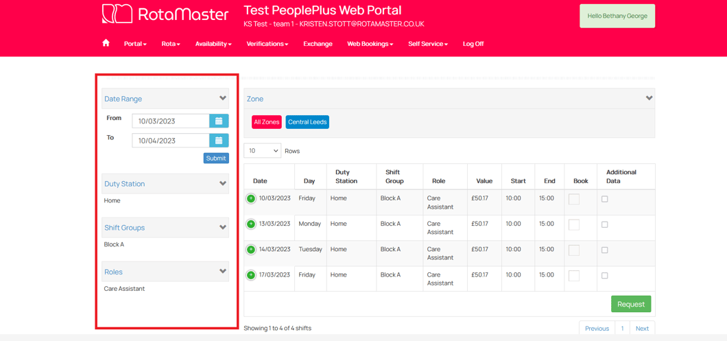 Staff Hub - Web Bookings