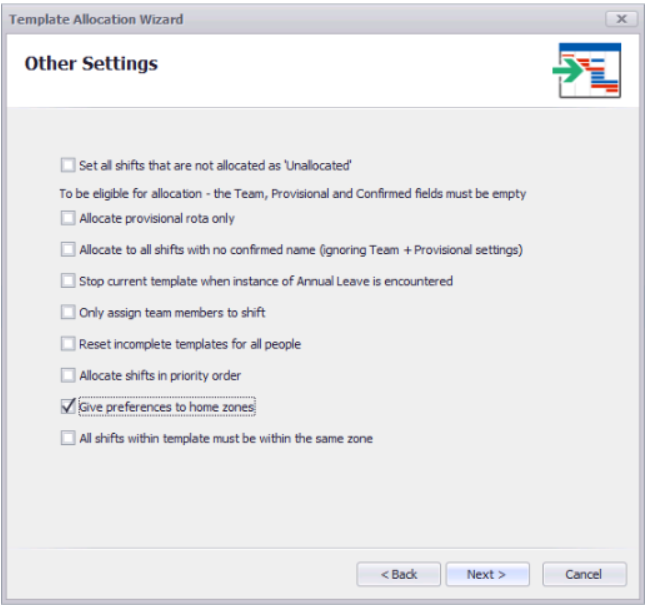 Running the Template Allocation Wizard