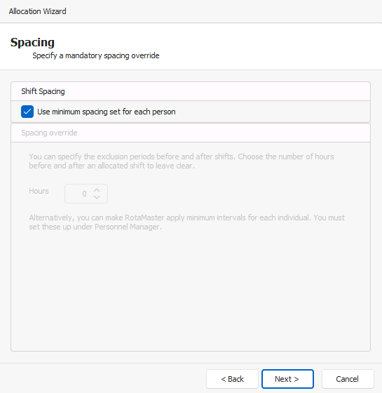 Availability Allocation Wizard
