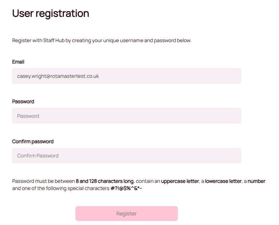 Registering for the Staff Hub (version 155 and above)