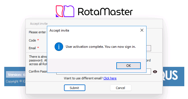 Logging into RotaMaster for the first time as an administrator (version ...