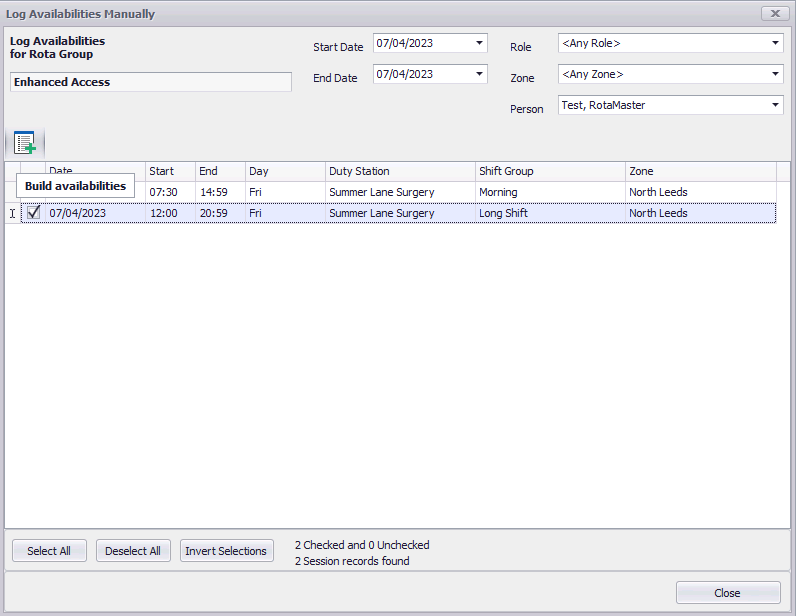 Manage Availabilities
