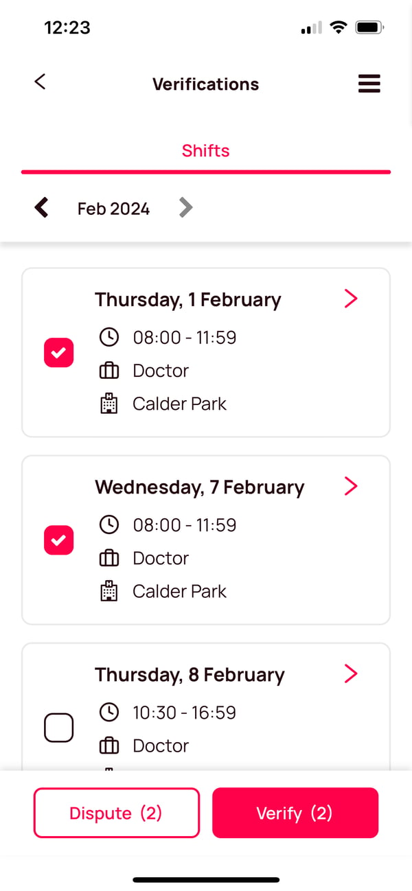 Verifying and Disputing Shifts/Adjustments on the Staff Hub App
