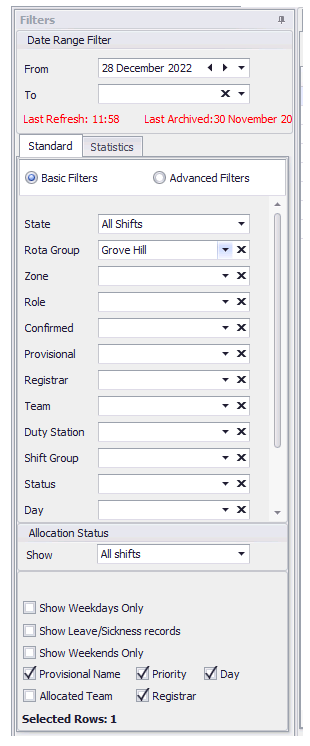 View Rota/Rota Manager Overview