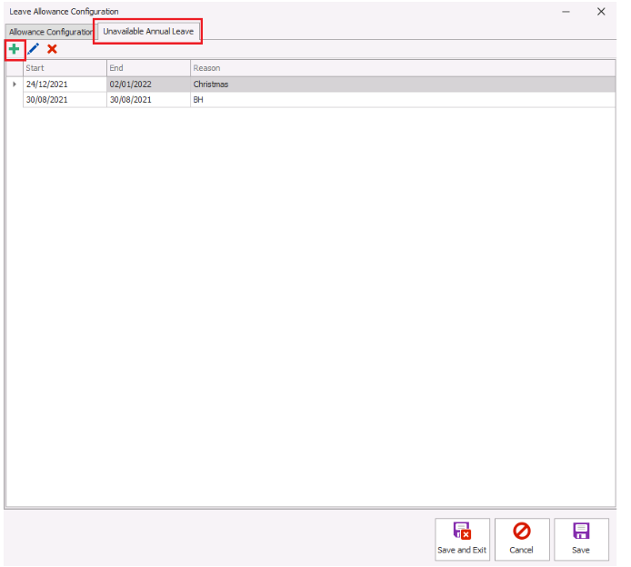 Annual Leave Configuration