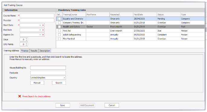Adding and Viewing Mandatory Training Requirements details in Personnel ...