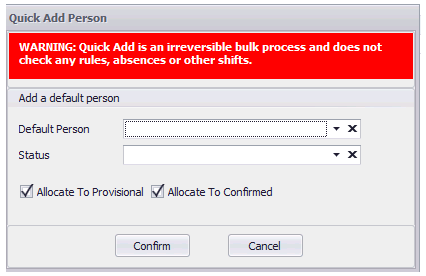 Quick Add, Edit and Remove - Shift Pattern Manager
